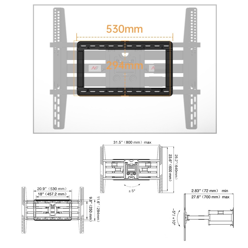 (NB-SP5/A70) 75-110吋 | 海洋視界電視掛架