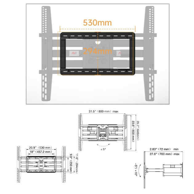 (NB-SP5/A70) 75-110吋 | 海洋視界電視掛架